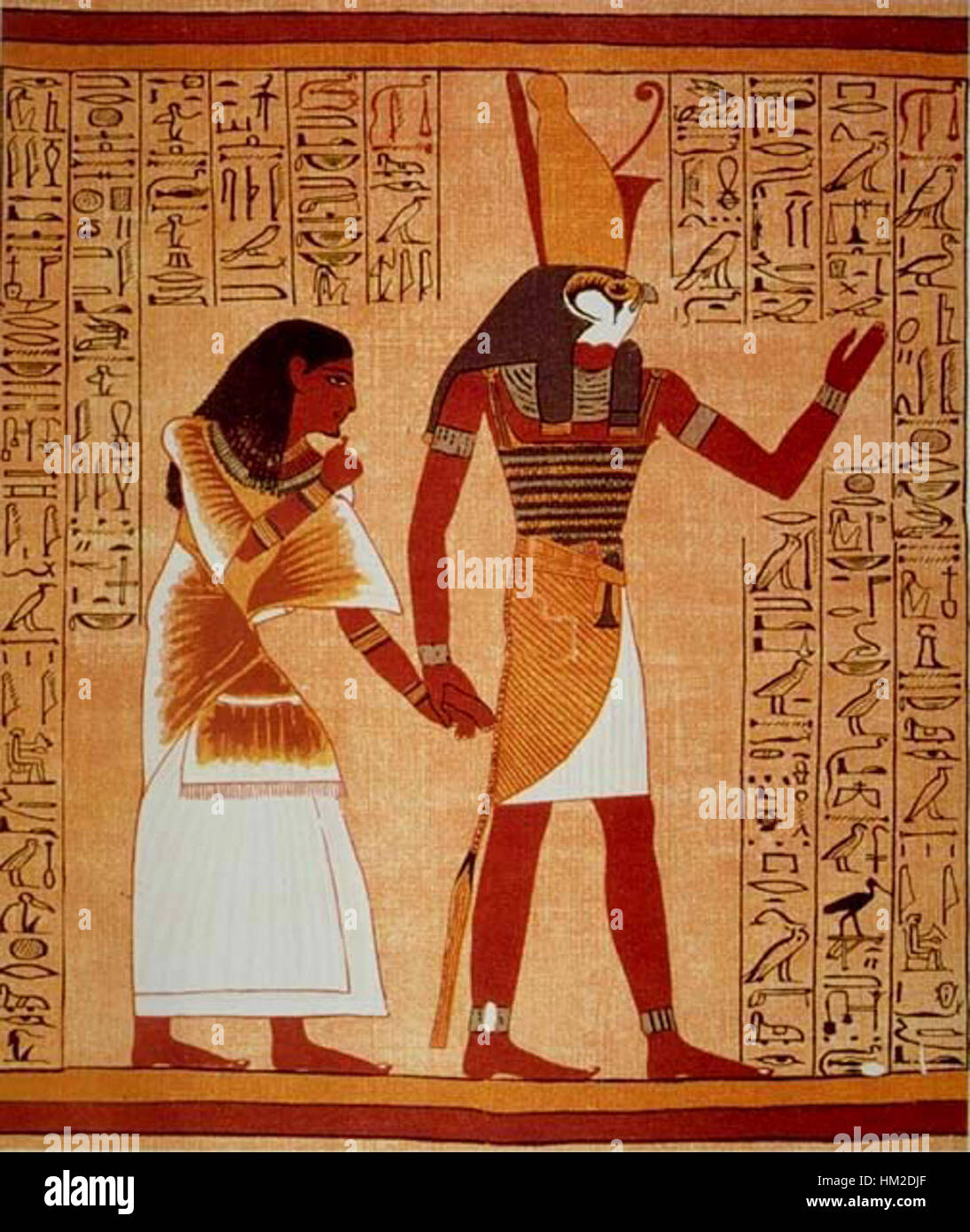 This artwork portrays Horus, the ancient Egyptian god of the sky, often ...