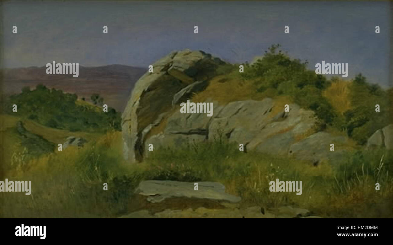 Johan Thomas Lundbye’s 'Landskab med klippe i forgrunden' (Landscape ...