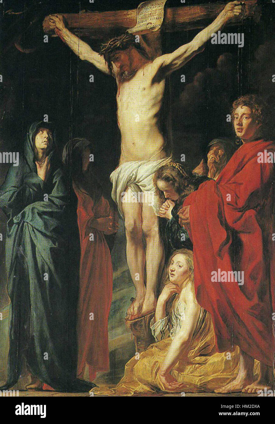 'The Crucifixion' by Jacob Jordaens, an oil painting, depicts the ...