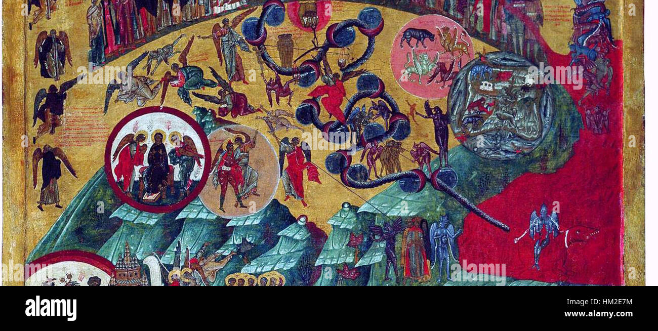 This detail from the 'Last Judgment' painting, created in Russia during ...