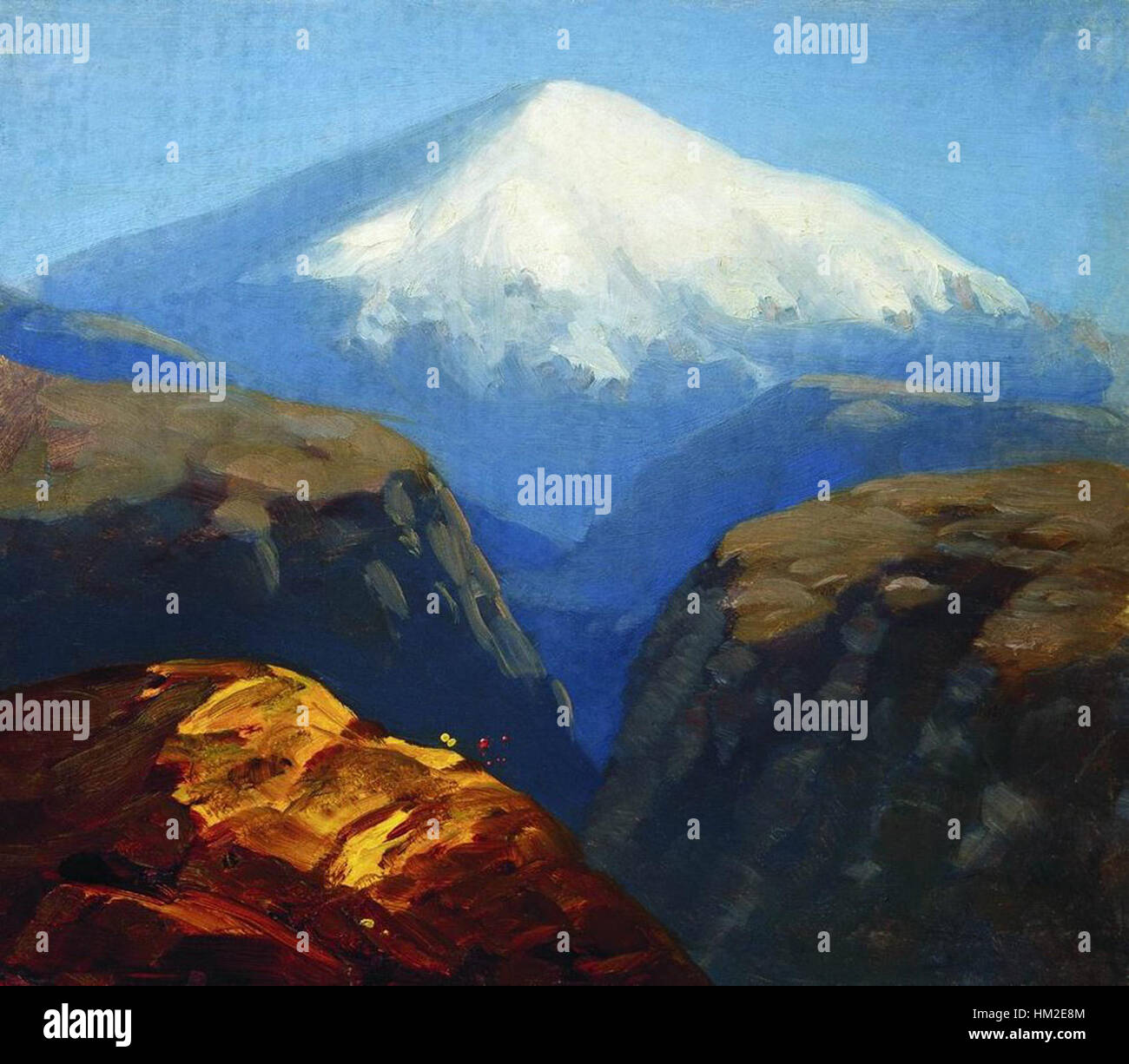 A painting by Arkhip Kuindzhi, depicting Mount Elbrus in daylight ...
