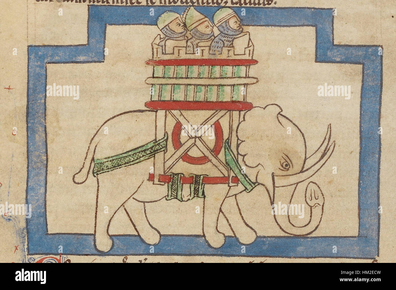 This artwork, *KriegselefantMs100f17v*, depicts a historical ...