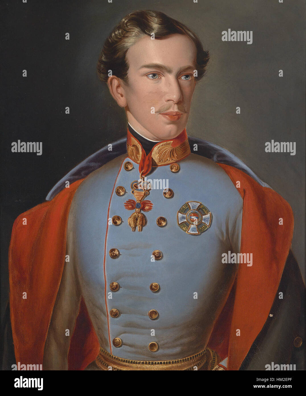 This portrait from around 1850 depicts Kaiser Franz Joseph I of Austria ...