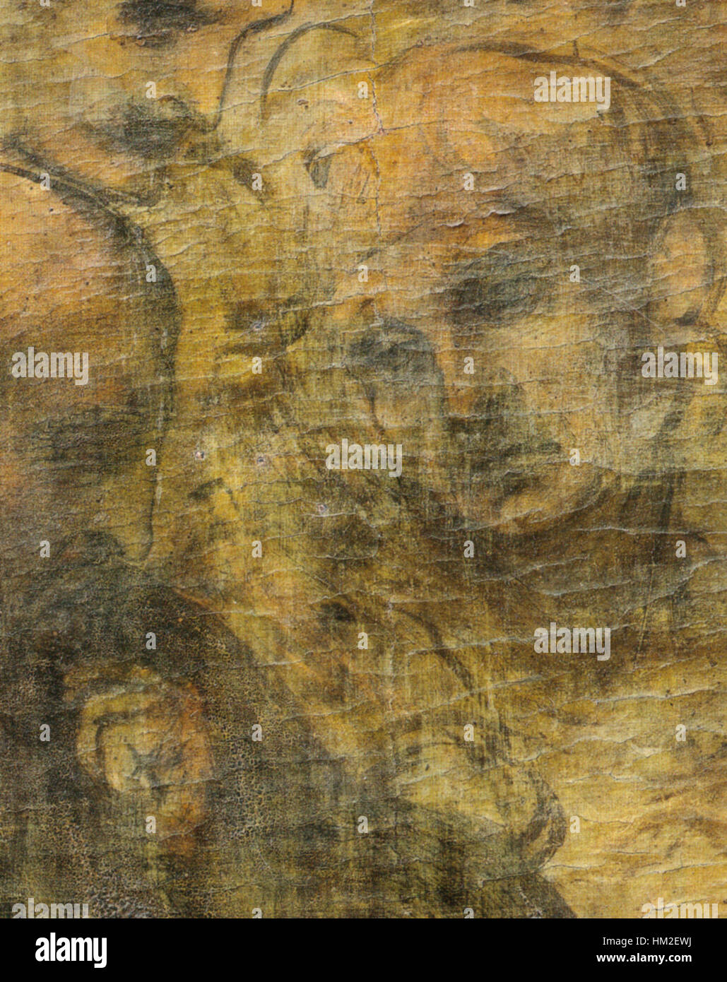 *Adorazione dei Magi* by Leonardo, showing a detailed section of the ...