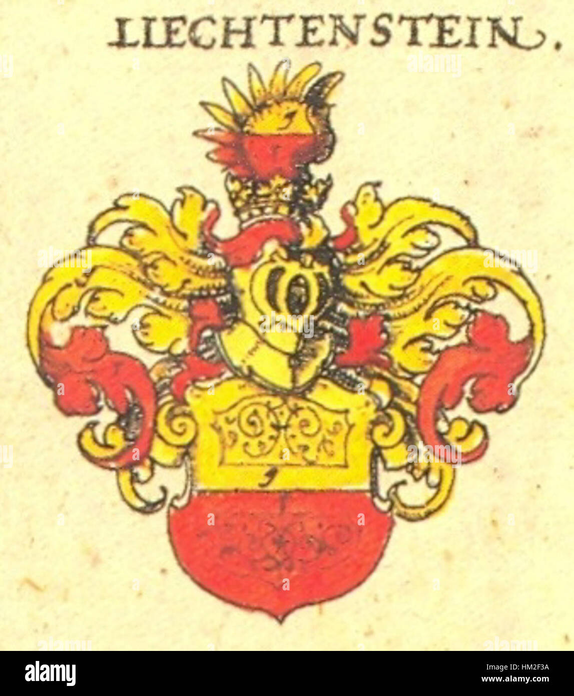 The Coat of Arms (CoA) of Liechtenstein features a crown, a red and ...