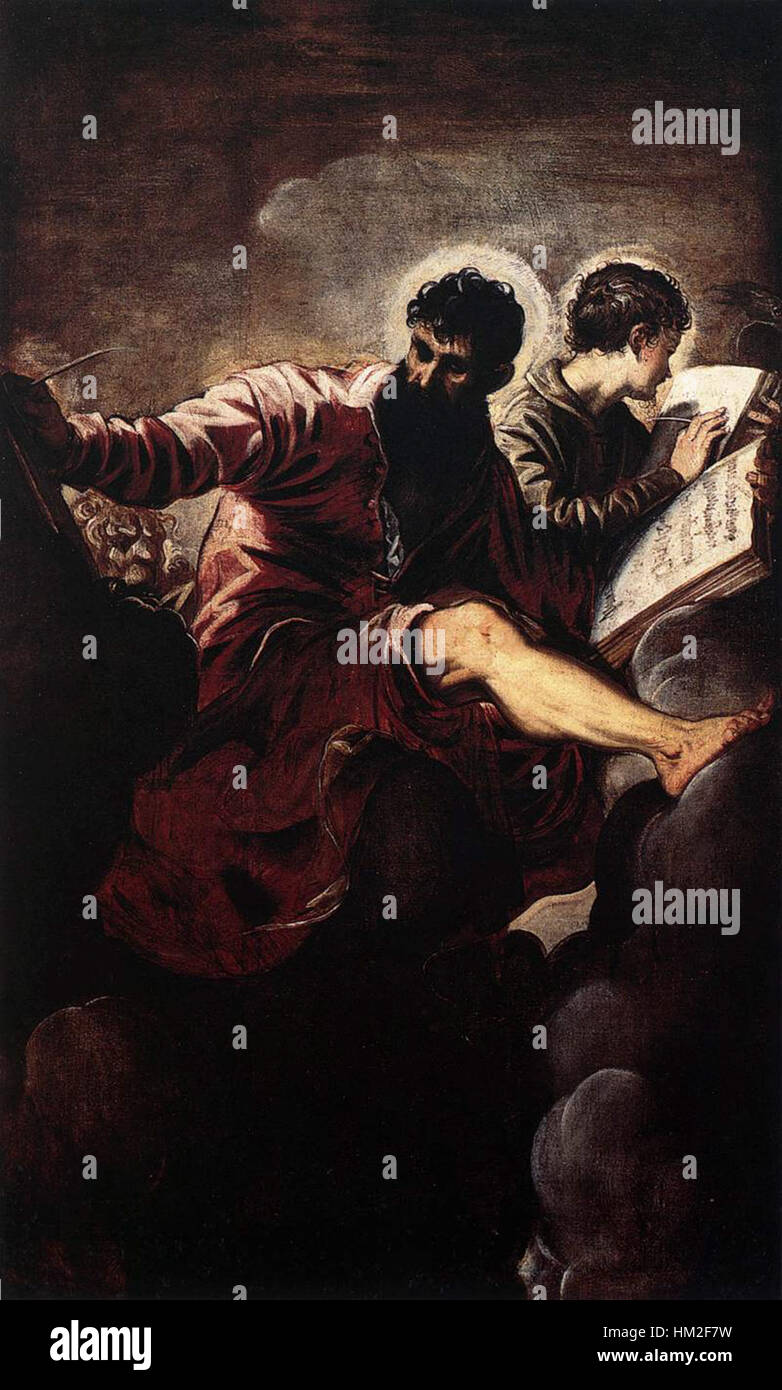 'The Evangelists Mark and John' by Jacopo Tintoretto presents two key ...