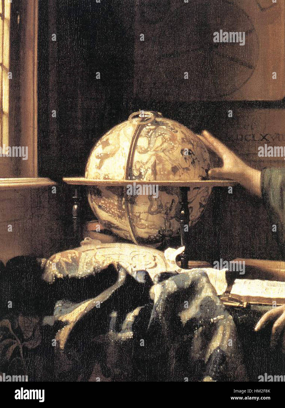 A detail from Johannes Vermeer’s painting 'The Astronomer,' focusing on ...