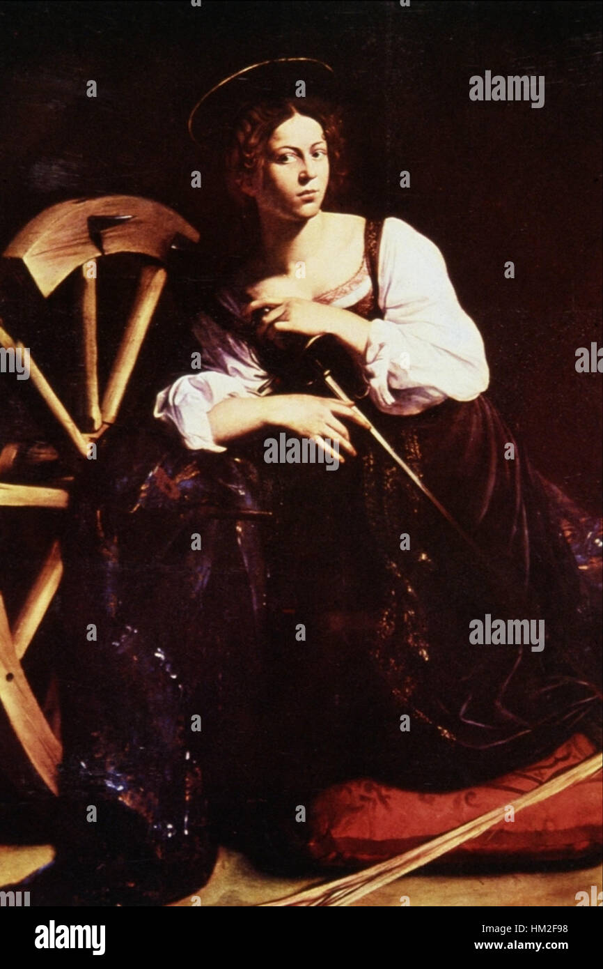 This painting by Michelangelo Caravaggio, titled 'Katharina,' presents ...