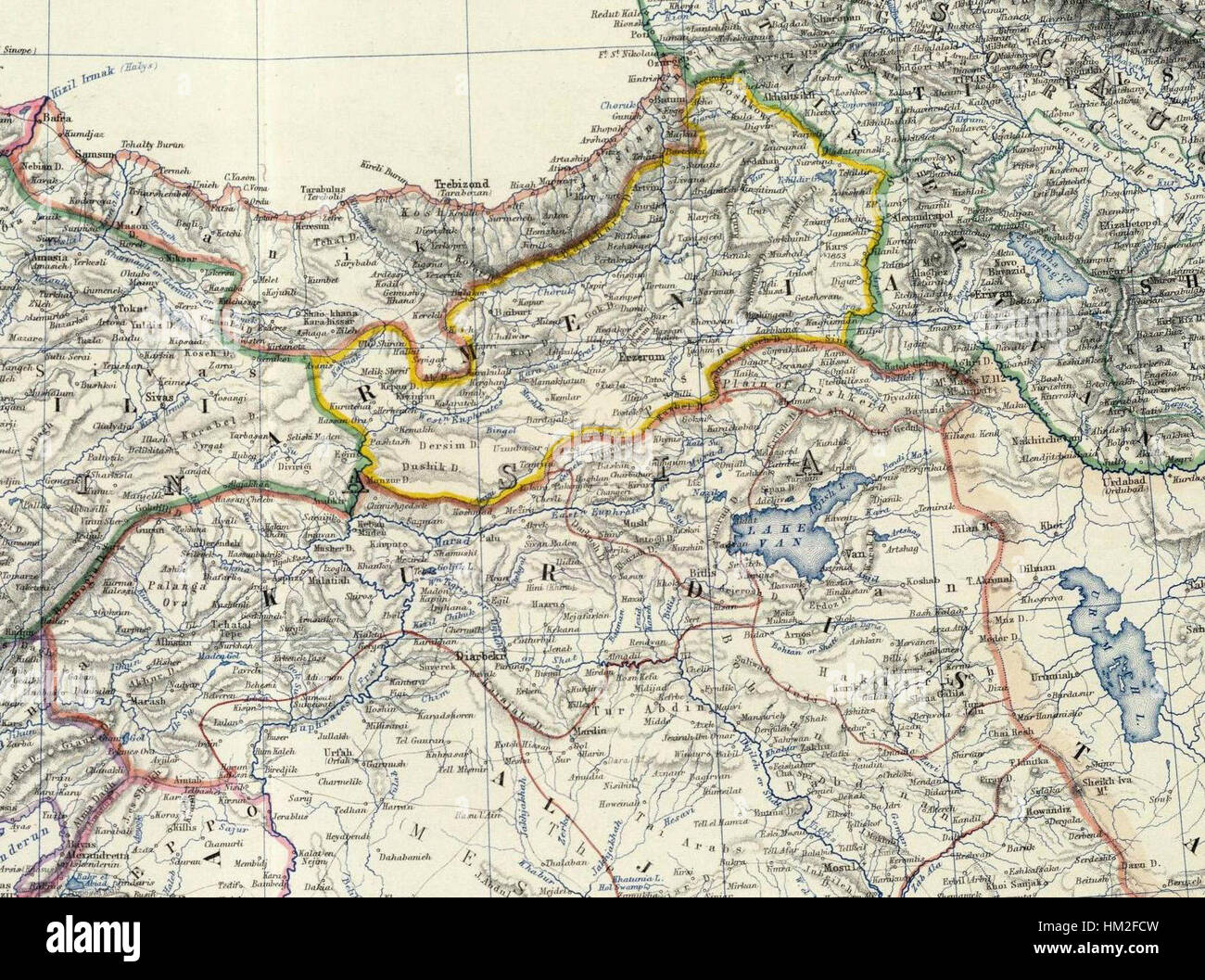 A map by Alexander Keith Johnston, created in 1861, depicting Turkey in ...