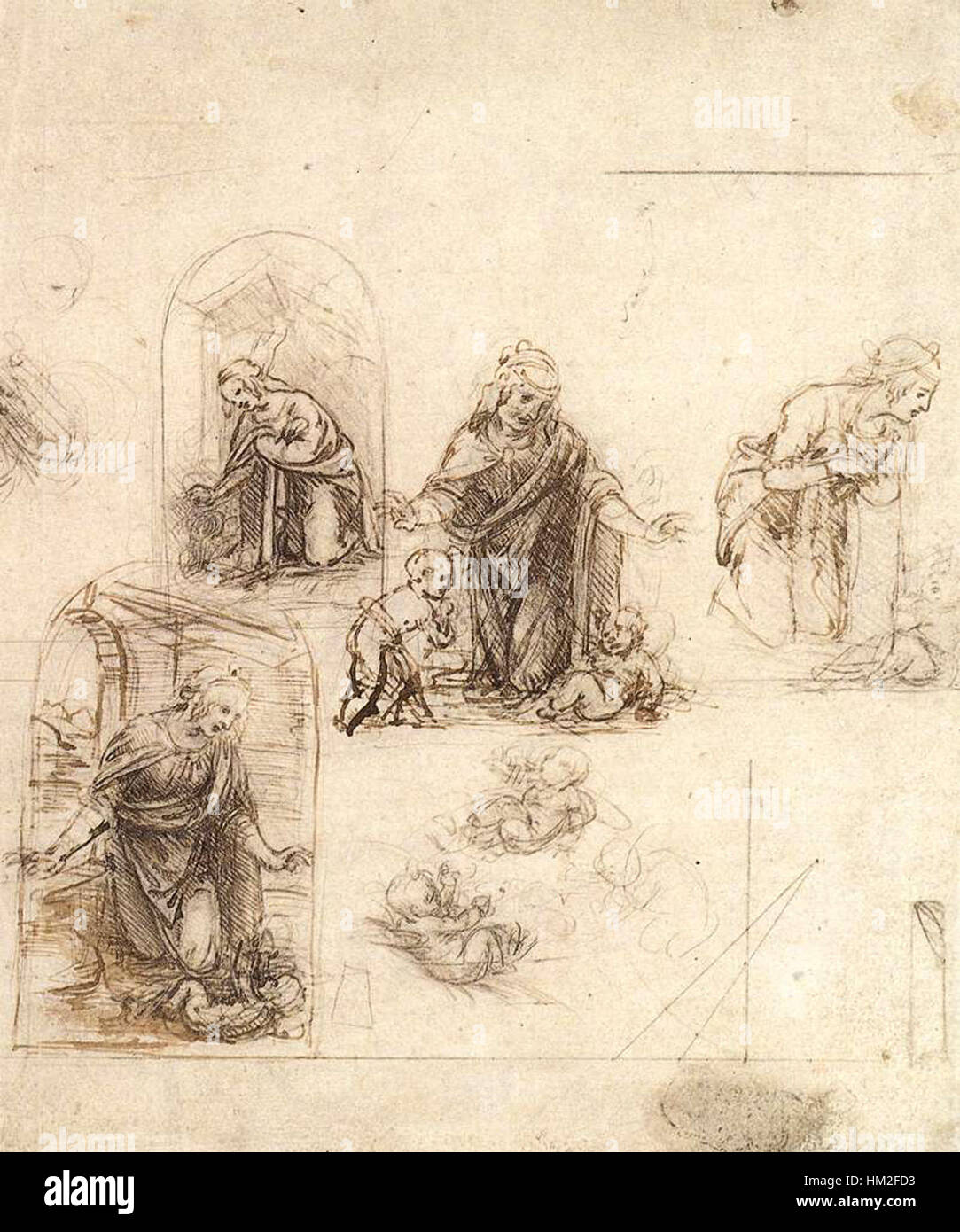 *Studies for a Nativity* by Leonardo da Vinci includes preparatory ...