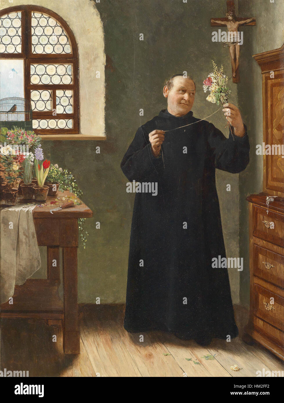 'Der Blumenliebhaber' by Hermann Beyfus depicts a man deeply immersed ...