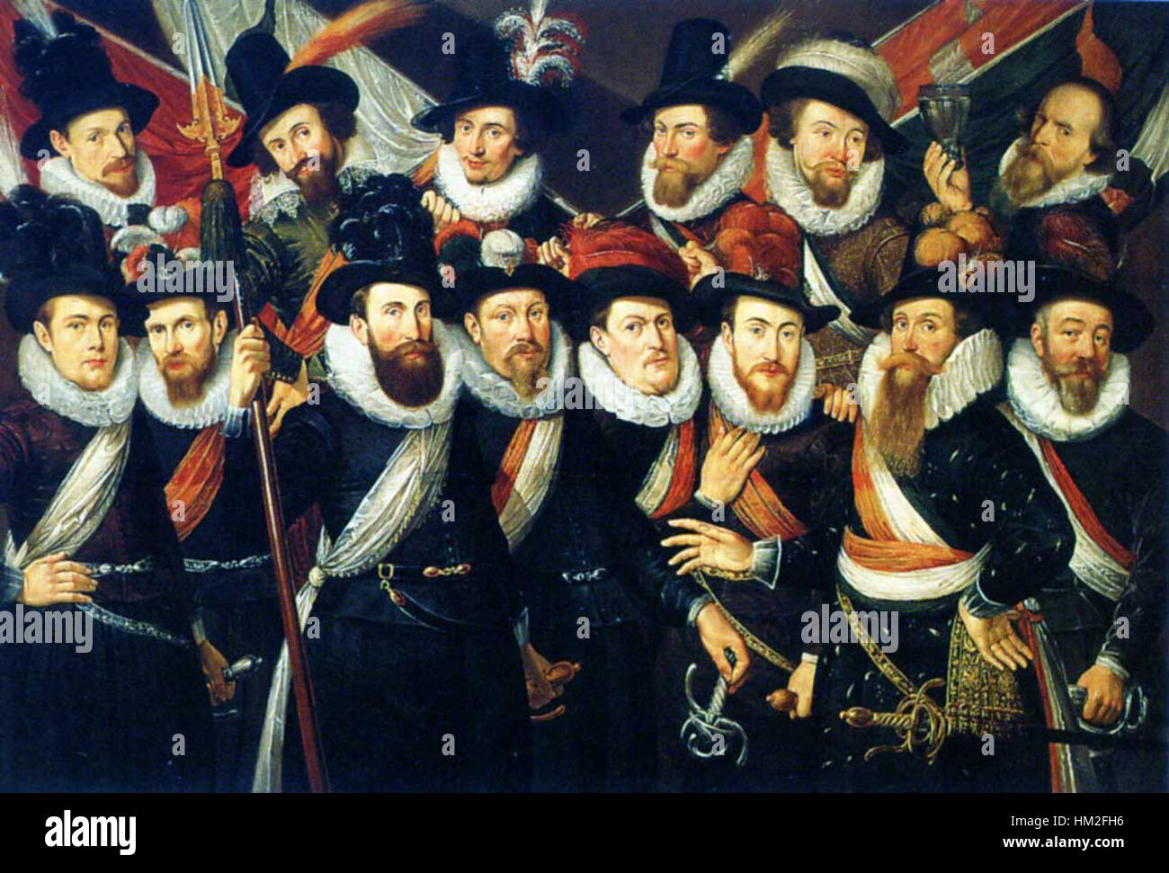 This painting by Jan Daemesz de Veth, titled *Schuttersstuk2*, depicts ...