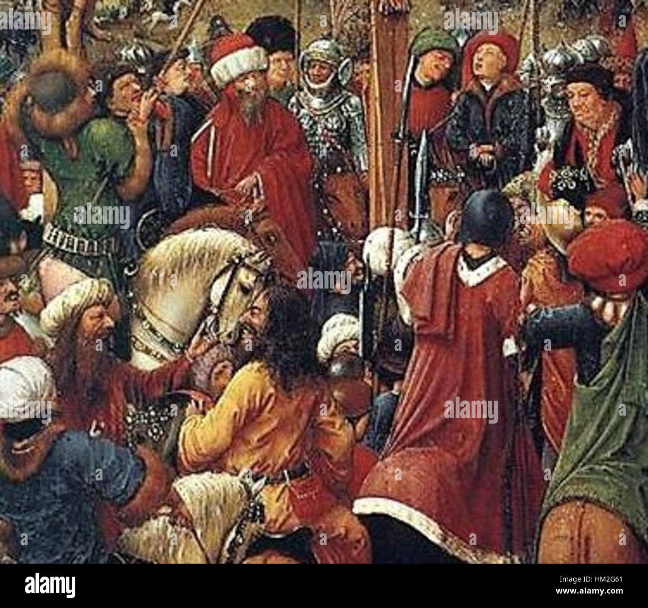 The left panel of Jan van Eyck’s diptych depicting the Crucifixion is a ...