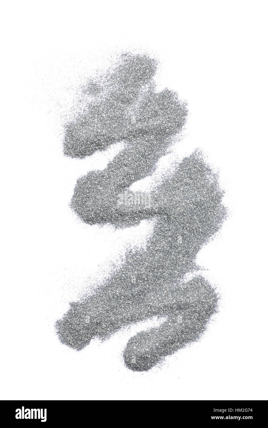 A cut out beauty image of a sample of metallic silver dust or glitter ...