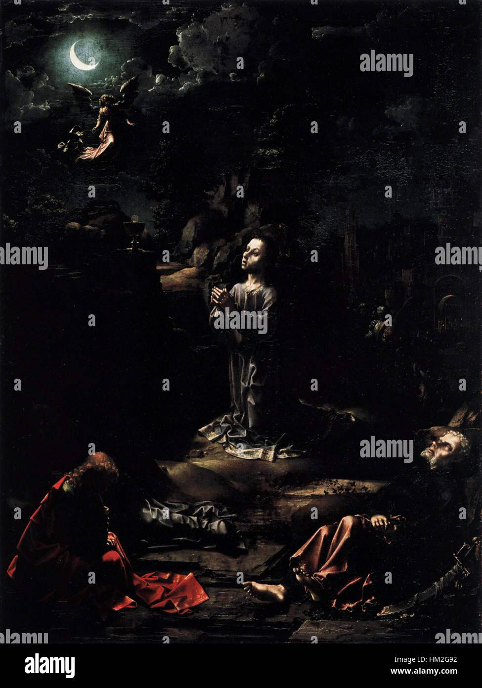 Jan Gossaert's 'Agony in the Garden' portrays the biblical scene of Christ's prayer and ...