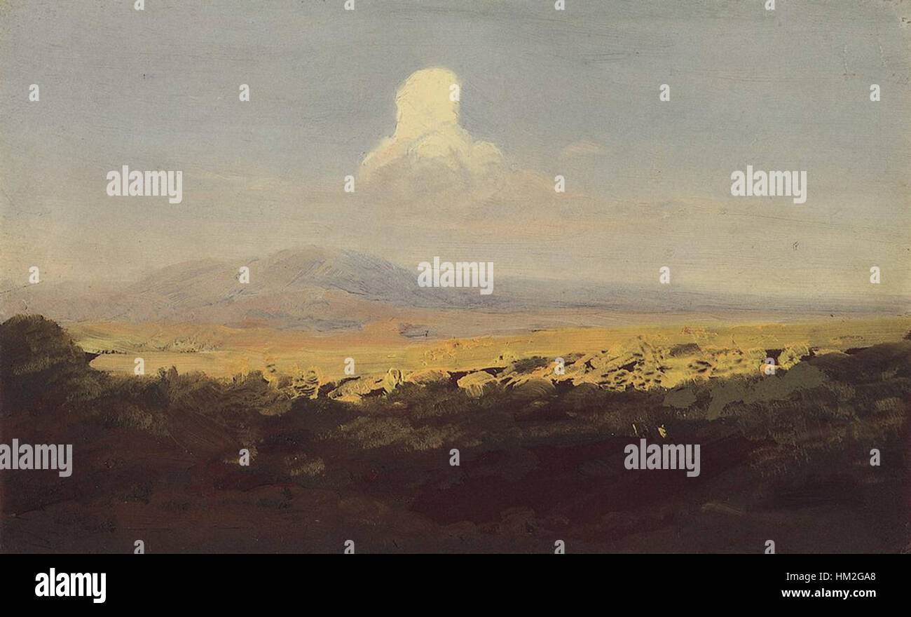 A landscape painting by Arkhip Kuindzhi depicting a cloud formation ...