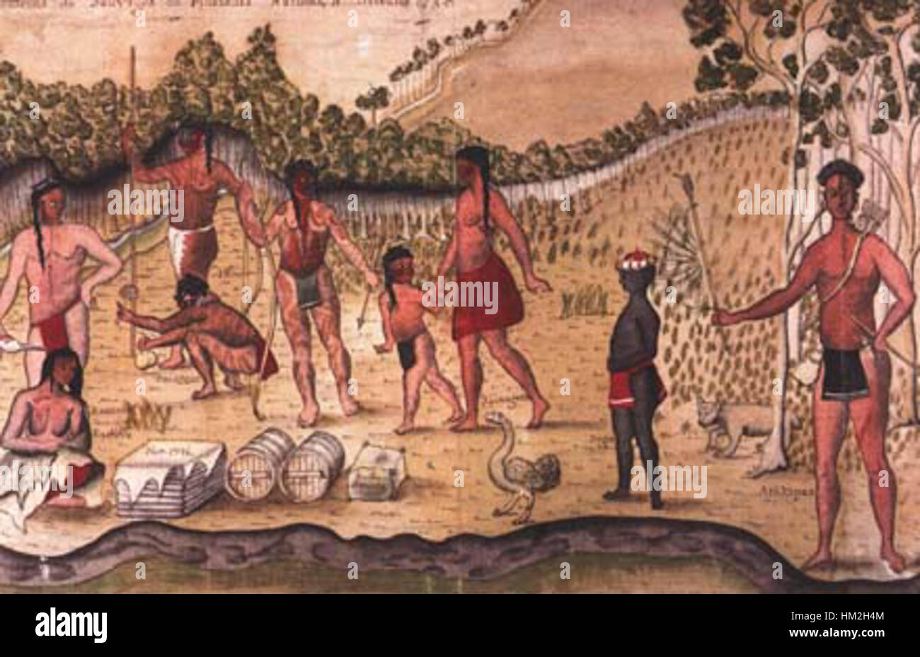 A painting from 1735 by de Batz, depicting Native Americans from ...