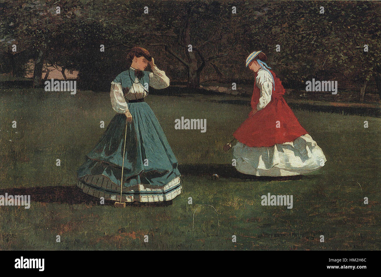 This painting by Homer captures a serene scene of croquet being played ...