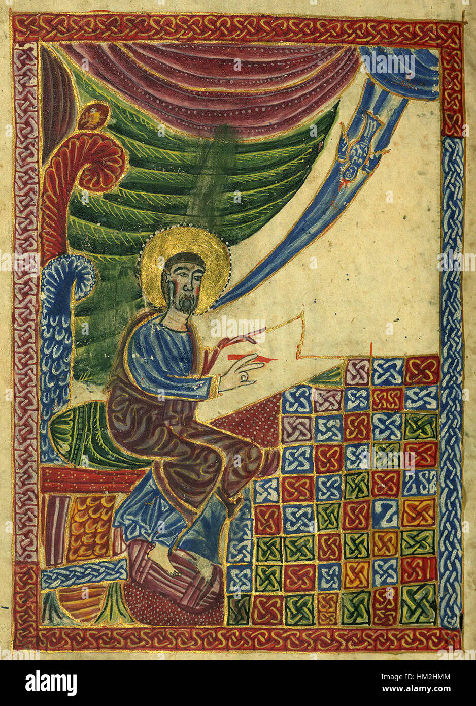 A portrait of St. Luke from the illuminated Armenian Gospel, created in ...