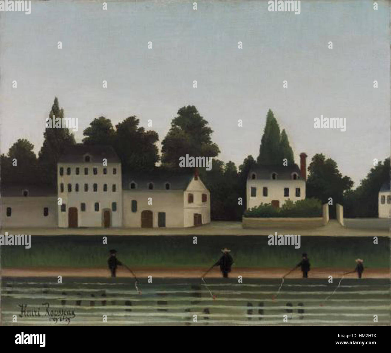 Henri Rousseau's 1909 painting 'Landscape and Four Fishermen' combines ...