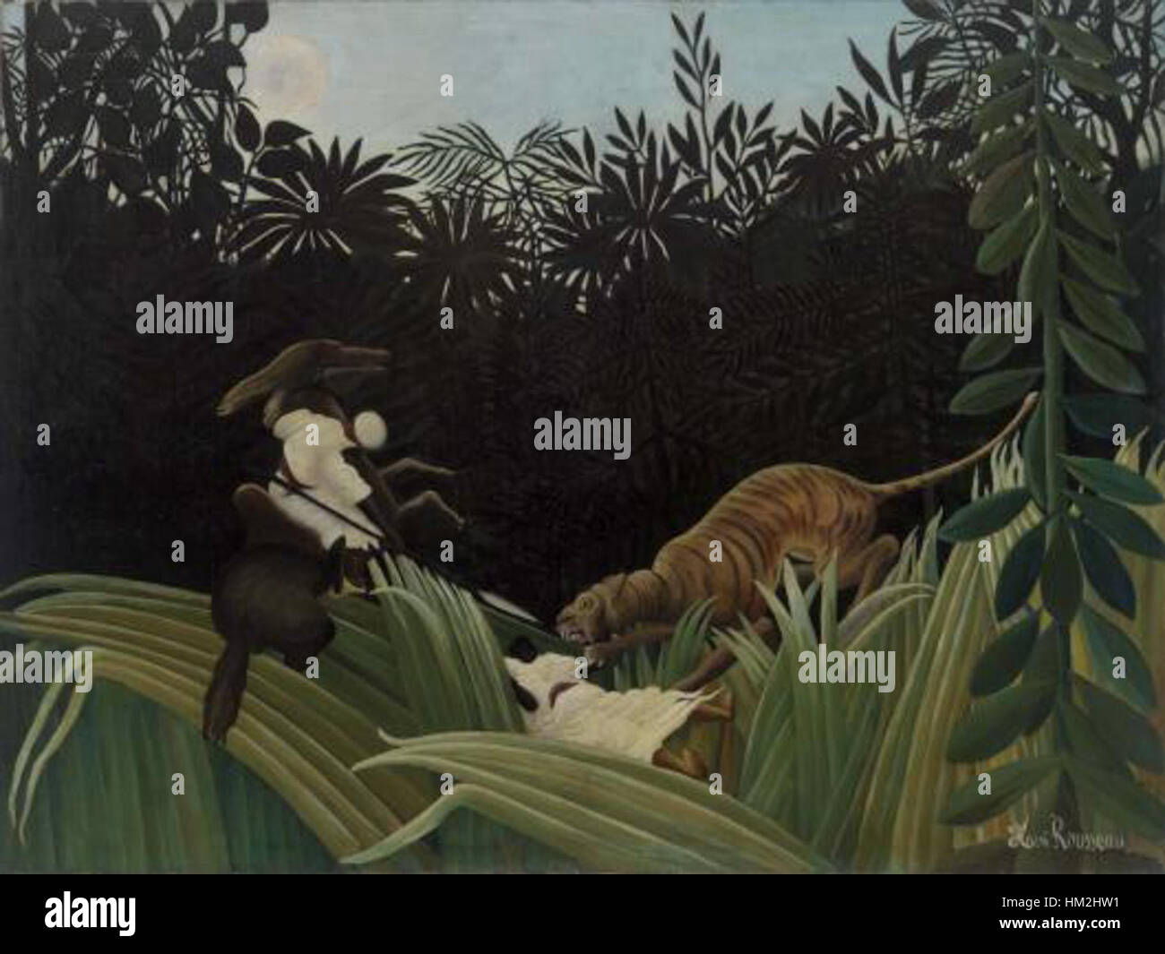 Henri Rousseauâ€™s 1904 painting 'Scouts Attacked by a Tiger' is a ...