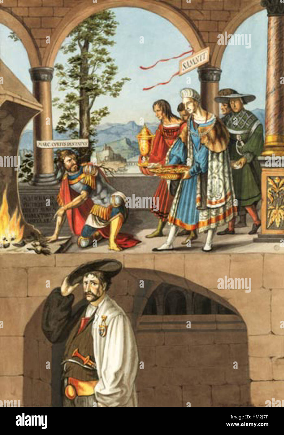 This painting by Hieronymus Hess depicts the Roman general Manius ...