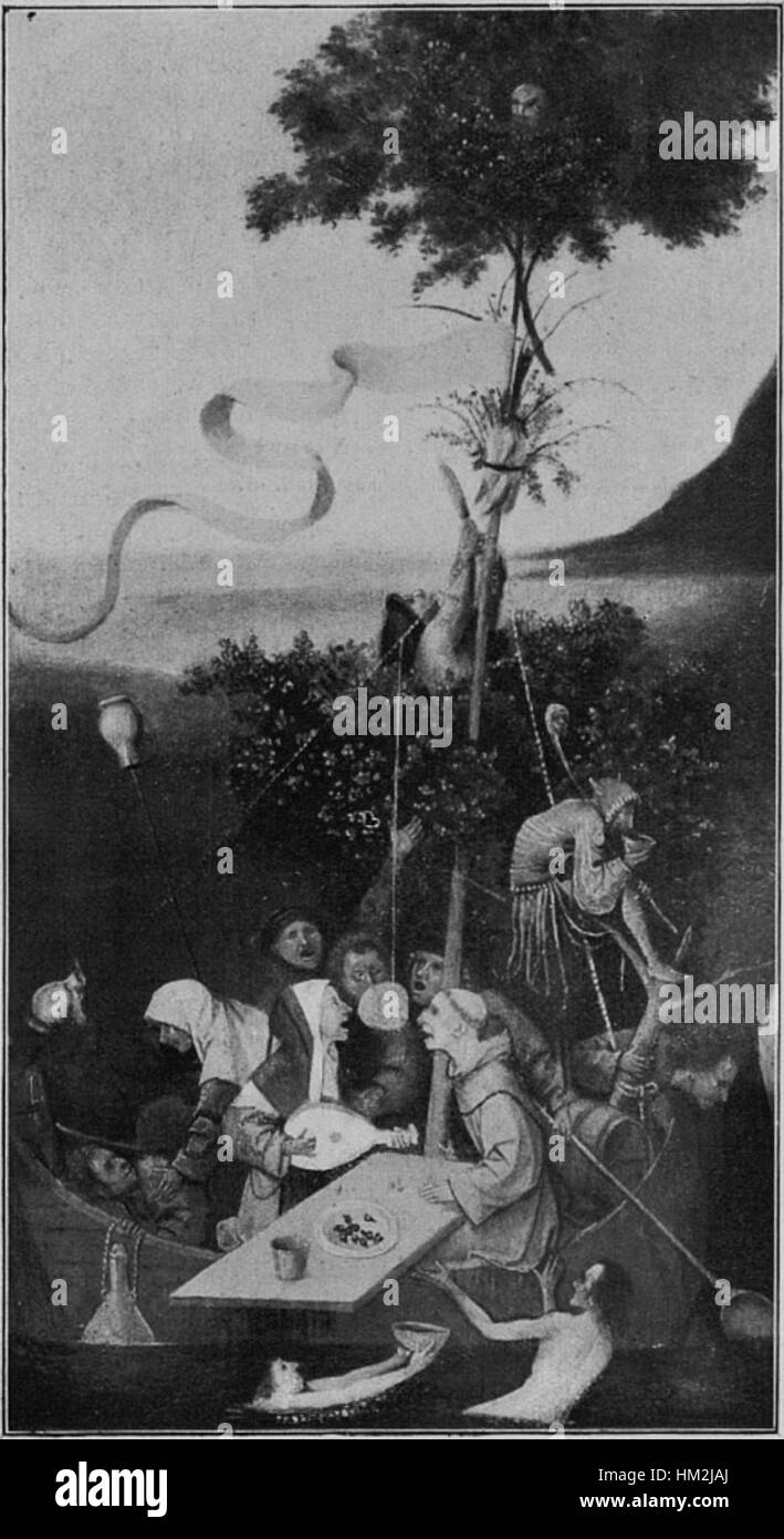 This black and white reproduction of a work by Jheronimus Bosch ...