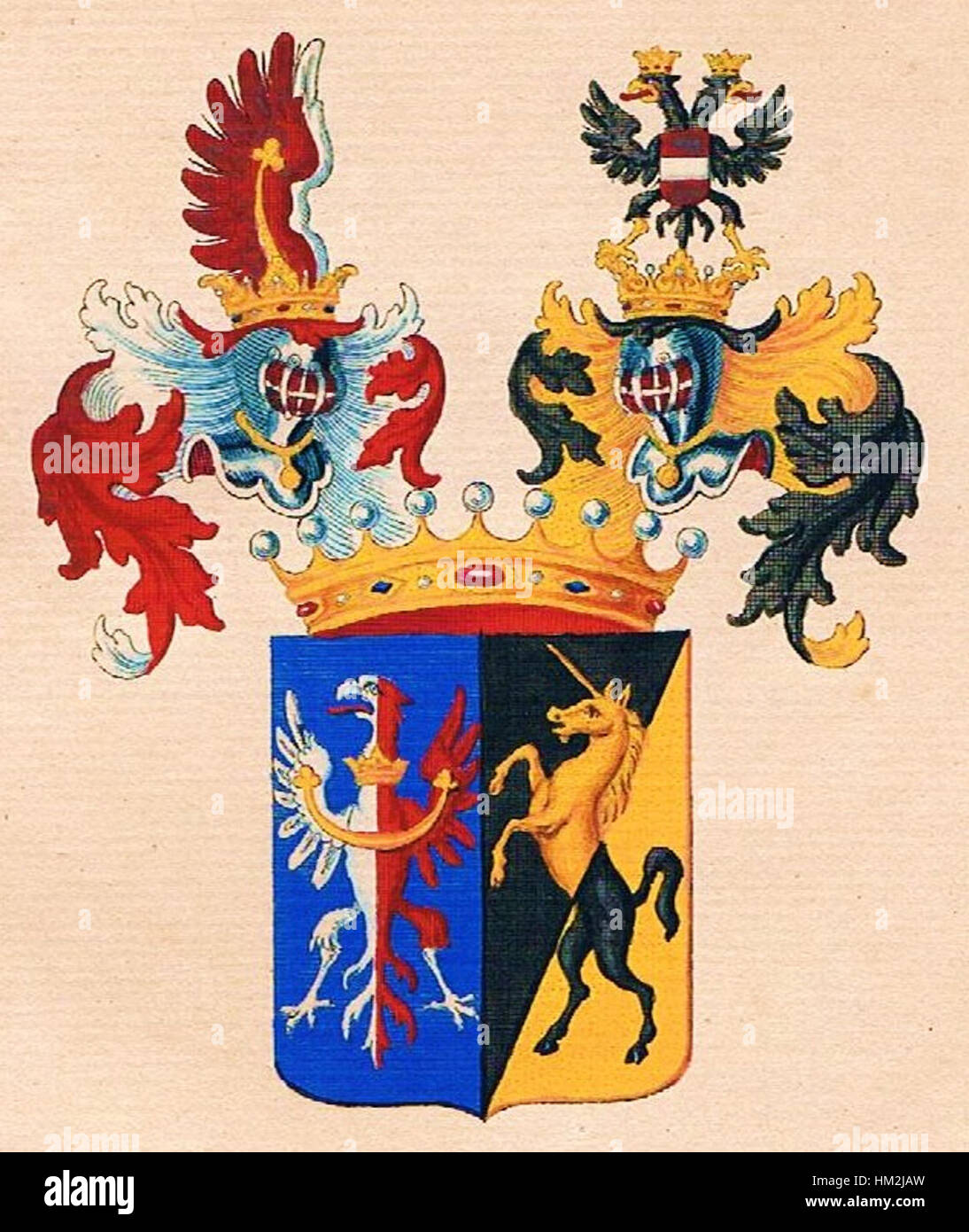 A painting of the Kolowrat-Krakowsky family crest, symbolizing noble ...