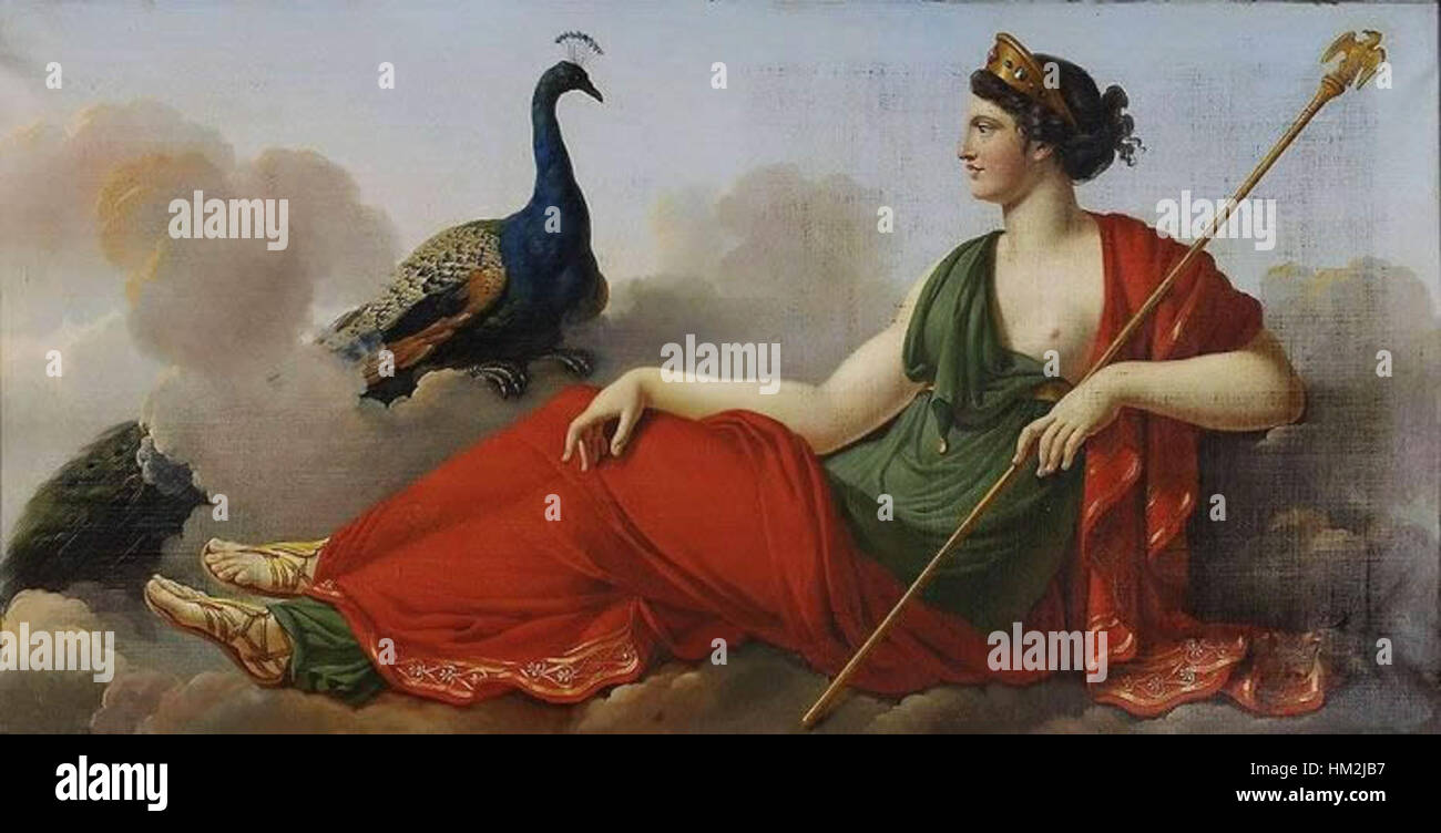 A classical oil painting by Jacques Louis Dubois titled 'Juno ...