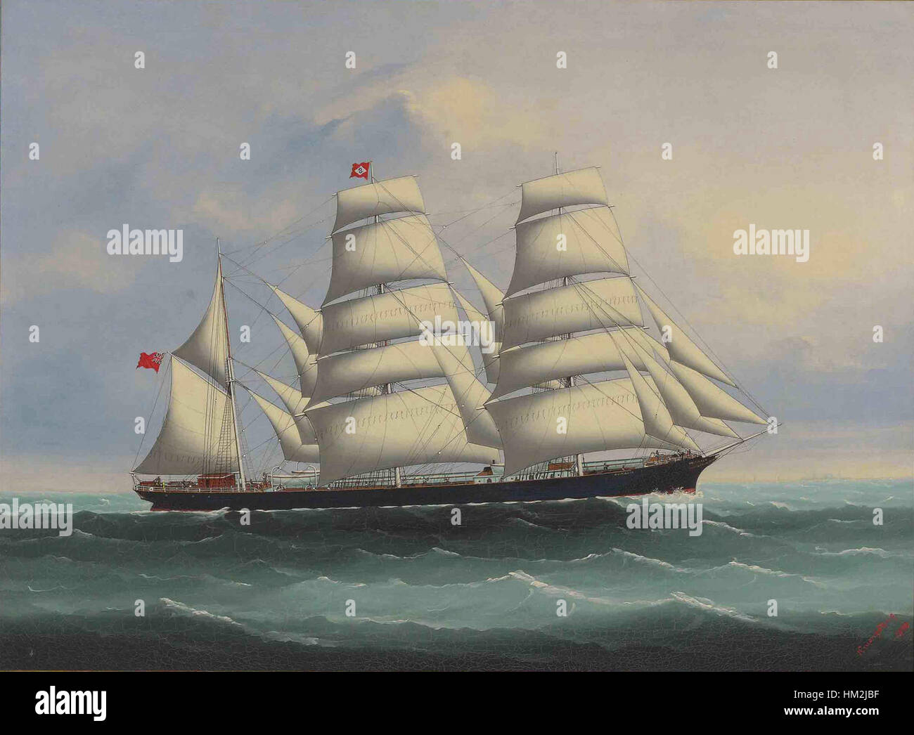 Kwong Sang's 1890 painting 'The Miltiades at full sail' depicts the ...