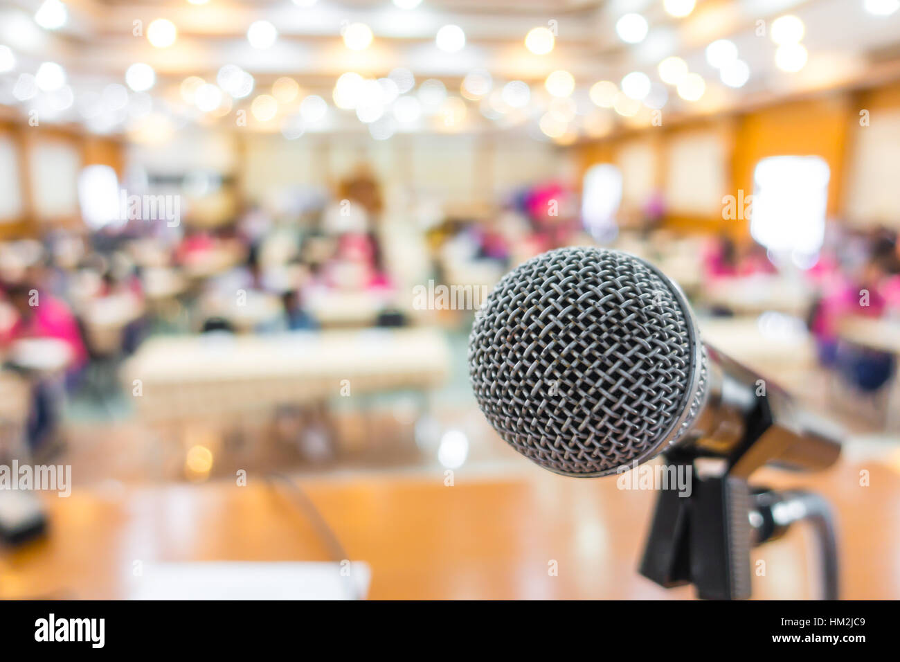 Black microphone in conference room Stock Photo - Alamy