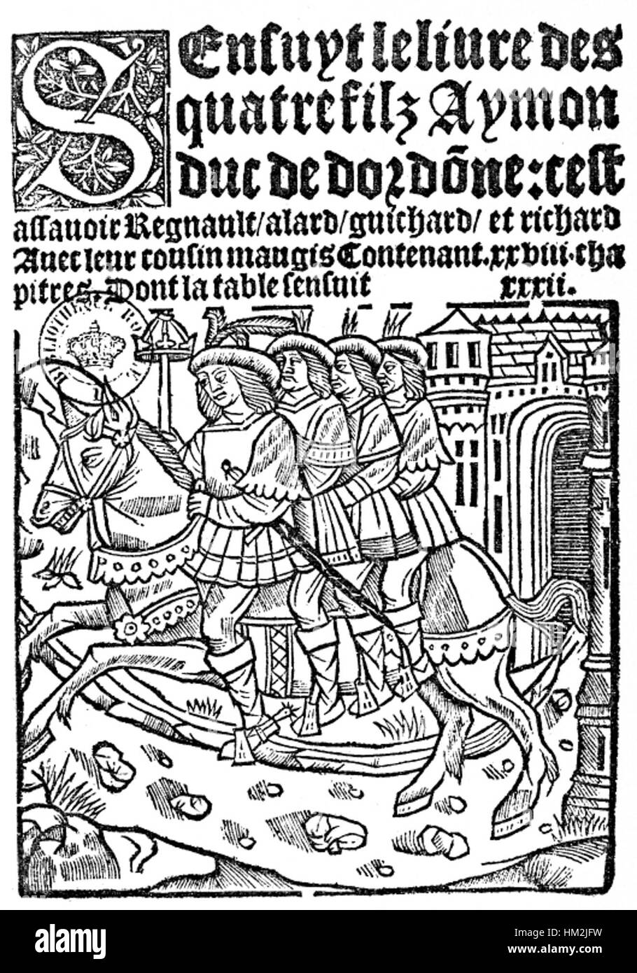 'Les Quatre fils Aymon-XVIe' is a 16th-century oil painting depicting ...