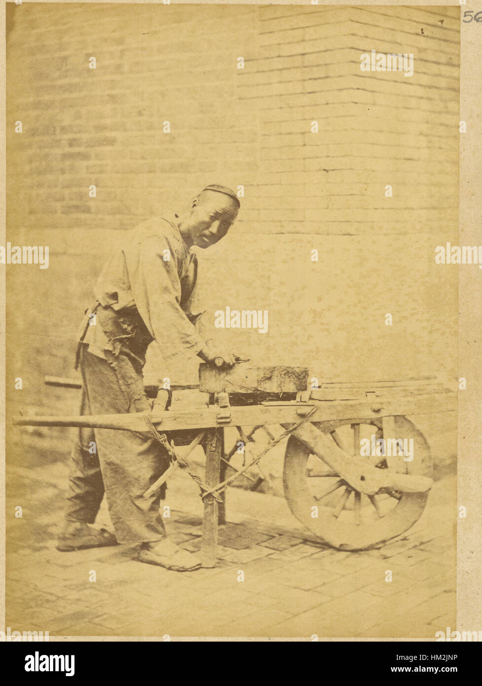 Knife-Sharpening Man with His Tools. China, 1874-75 WDL2045 Stock Photo ...