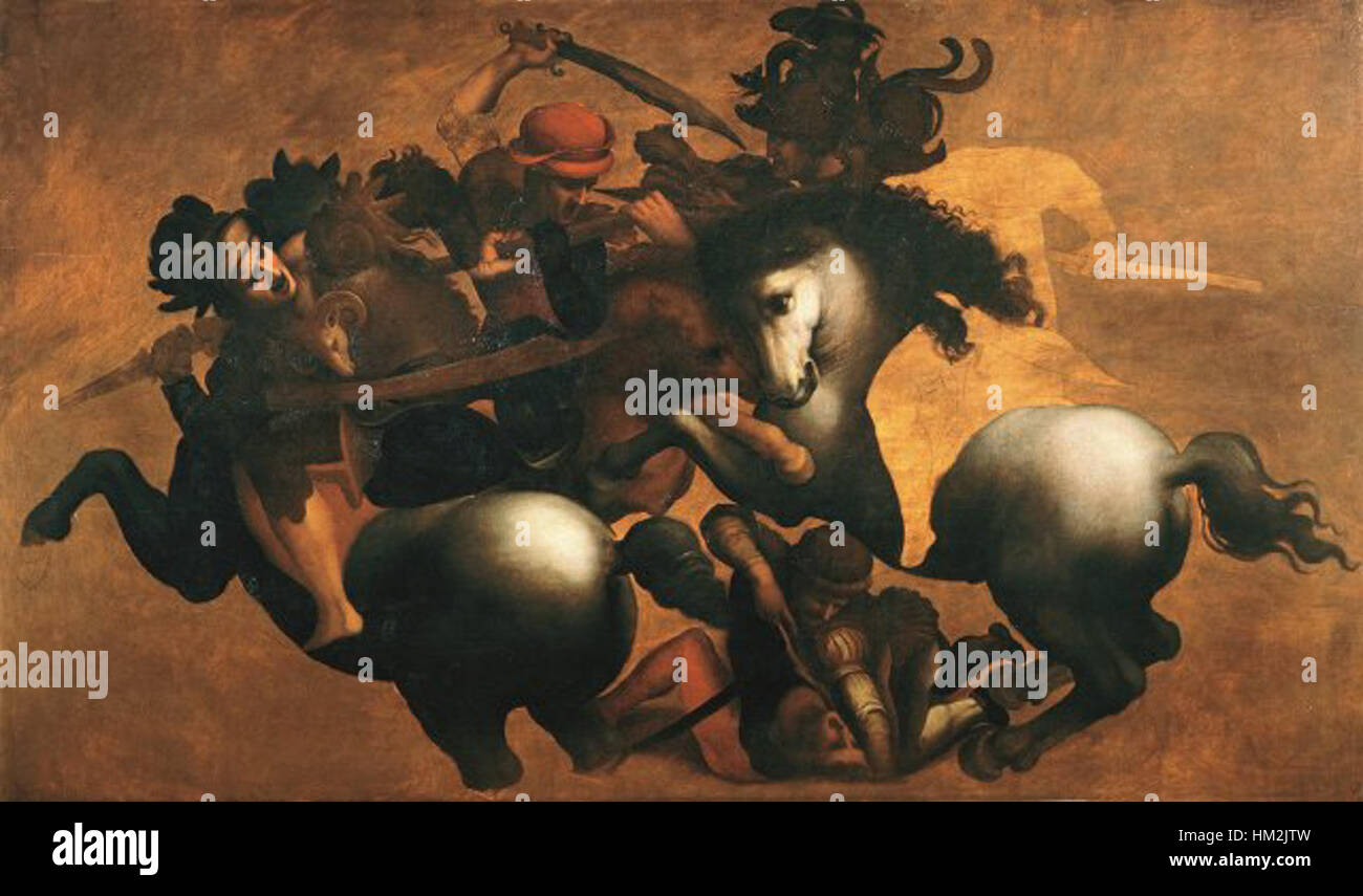 The Battle of Anghiari is a lost fresco by Leonardo da Vinci, depicting ...