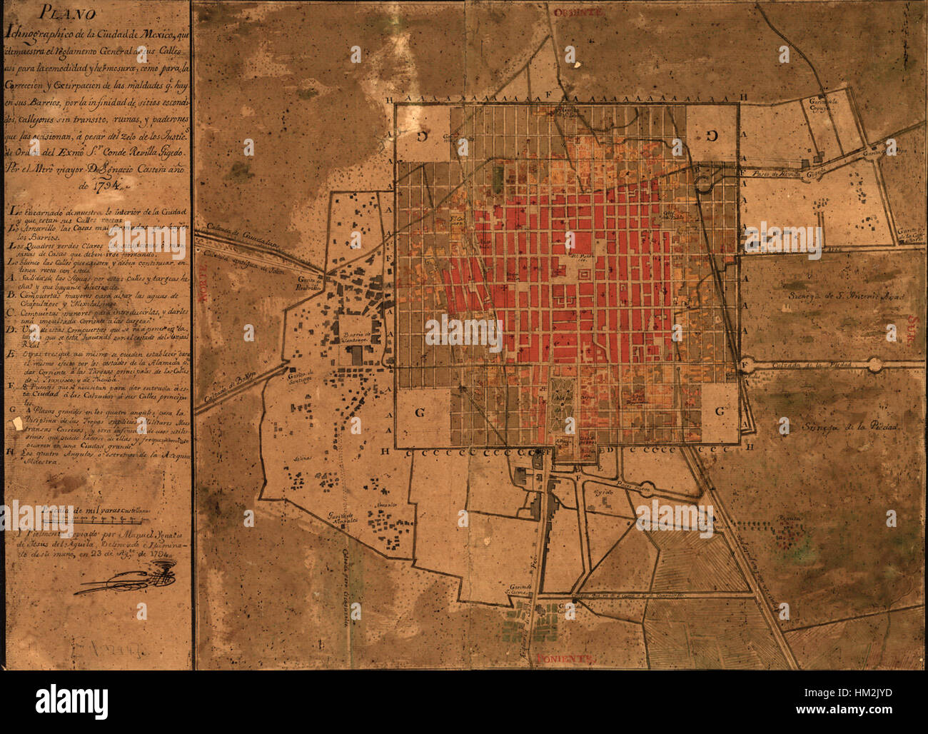 Iconographic Plan of Mexico City Showing the General Layout of its ...
