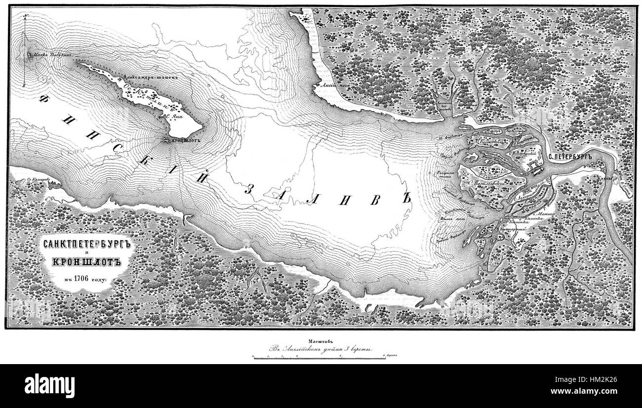 A map of Kotlin Island, dated 1706, showcasing the island's ...
