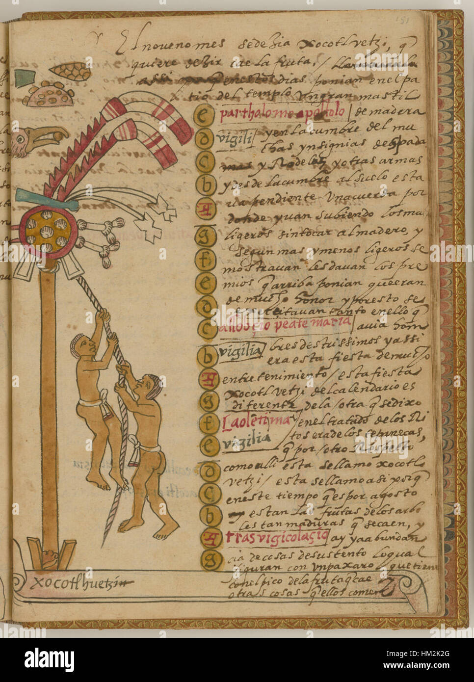 A painting titled 'Hueymiccaihuitl,' illustrating the Great Feast of ...