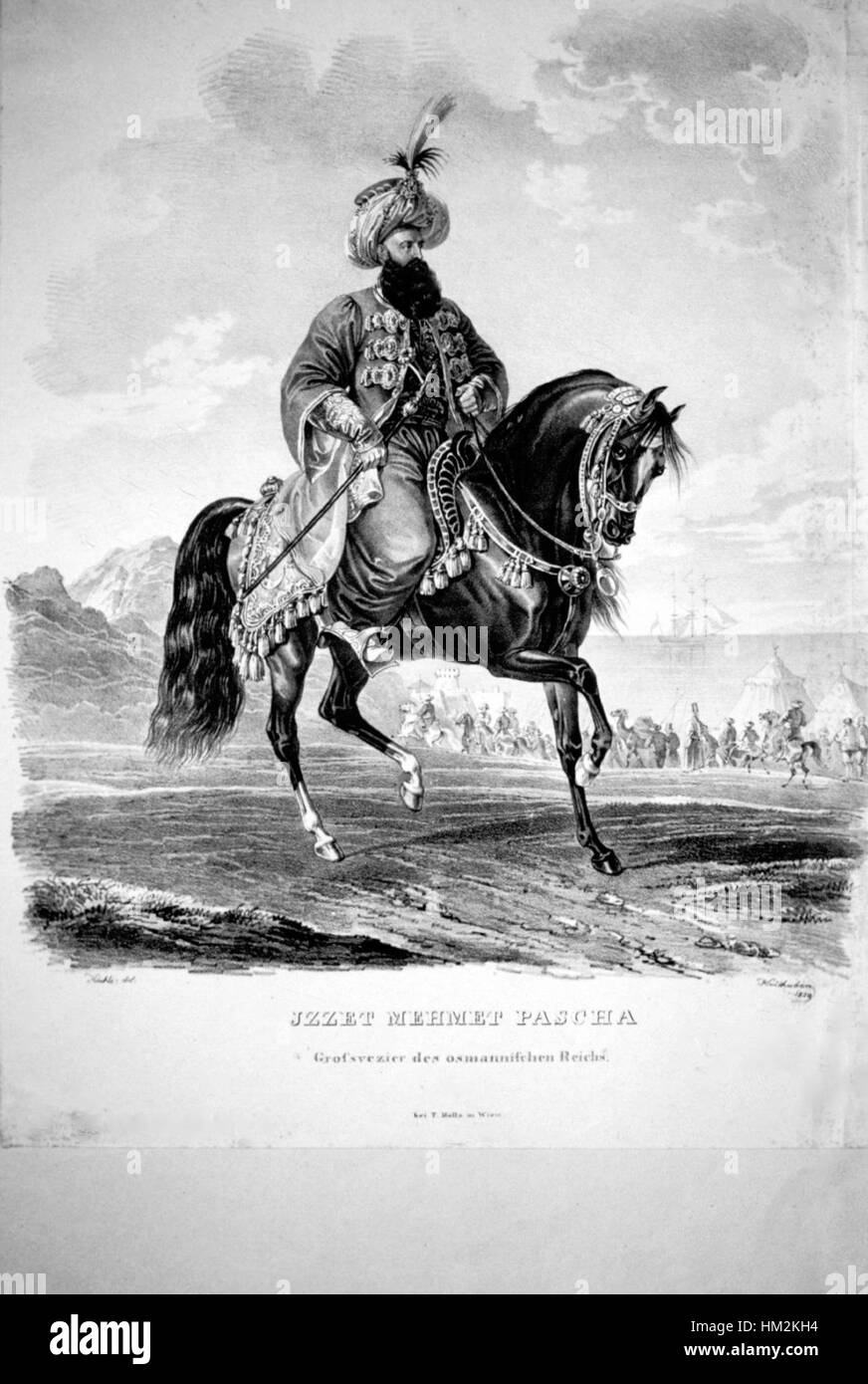 This lithograph by Izzet Mehmed Pascha depicts the Ottoman statesman ...