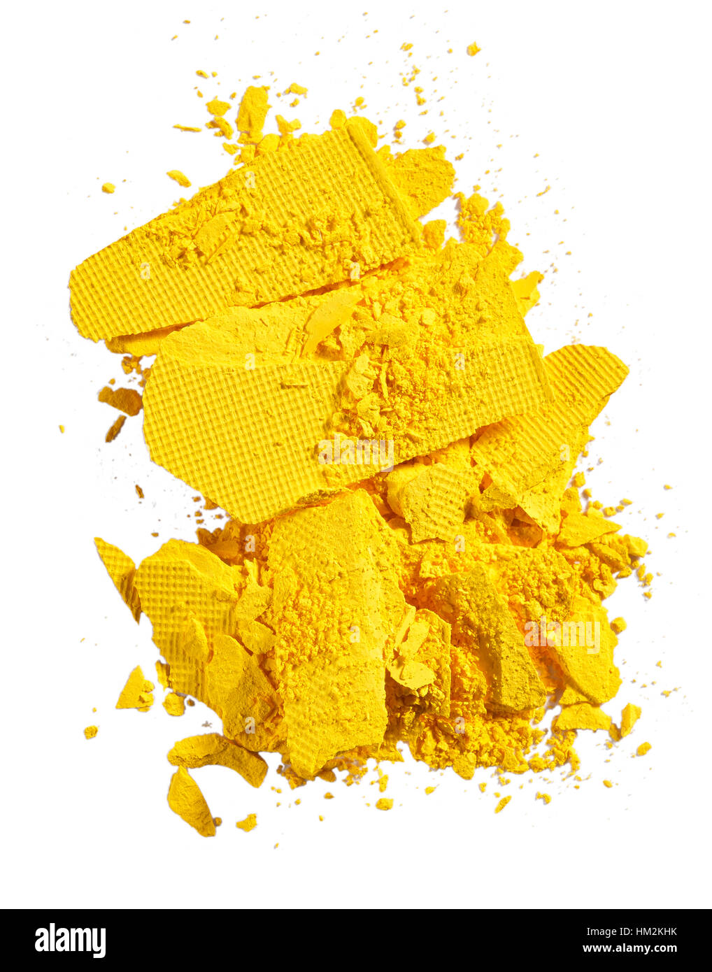A cut out beauty image of a sample of yellow eye shadow make up Stock ...