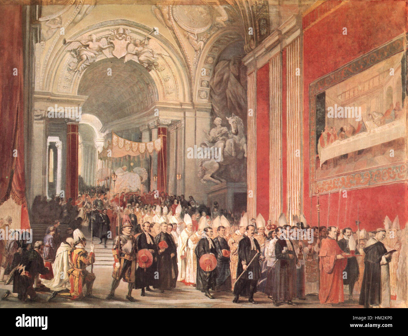 This historical painting depicts Pope Gregory XVI carrying the Holy ...