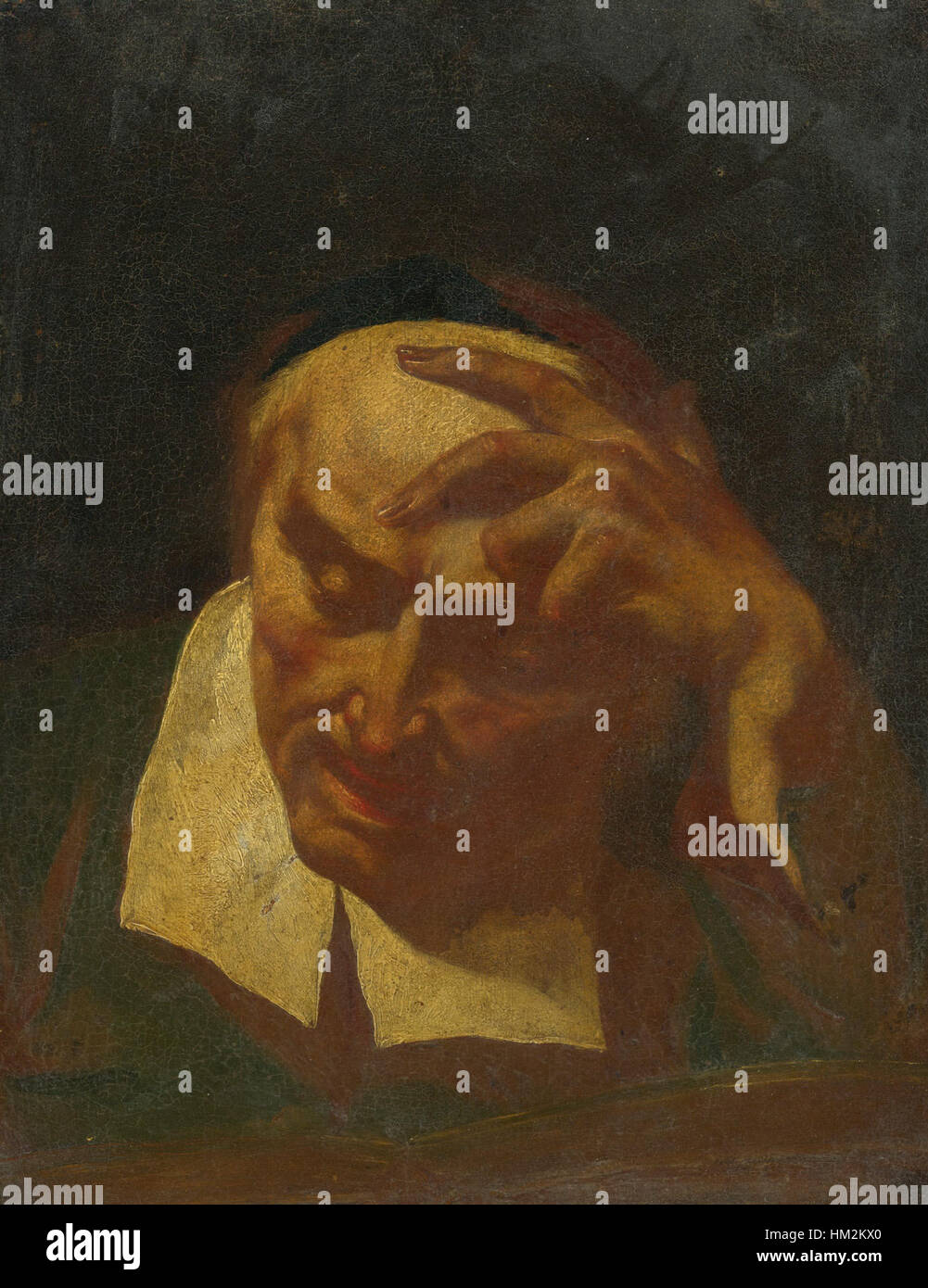 This oil painting study by an unknown artist captures the detailed ...