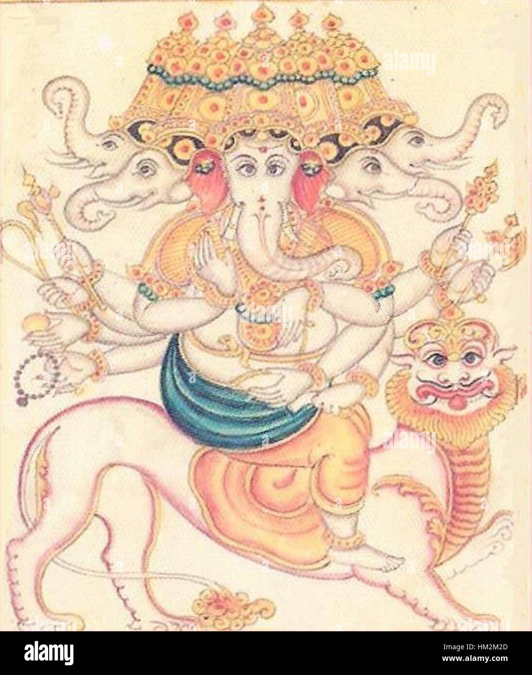 Heramba is a revered figure in Hindu mythology, often depicted with ...