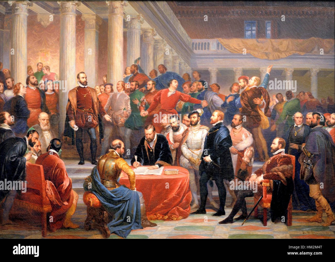 The painting 'Le Compromis des nobles en 1566' by Edouard de Biefve ...