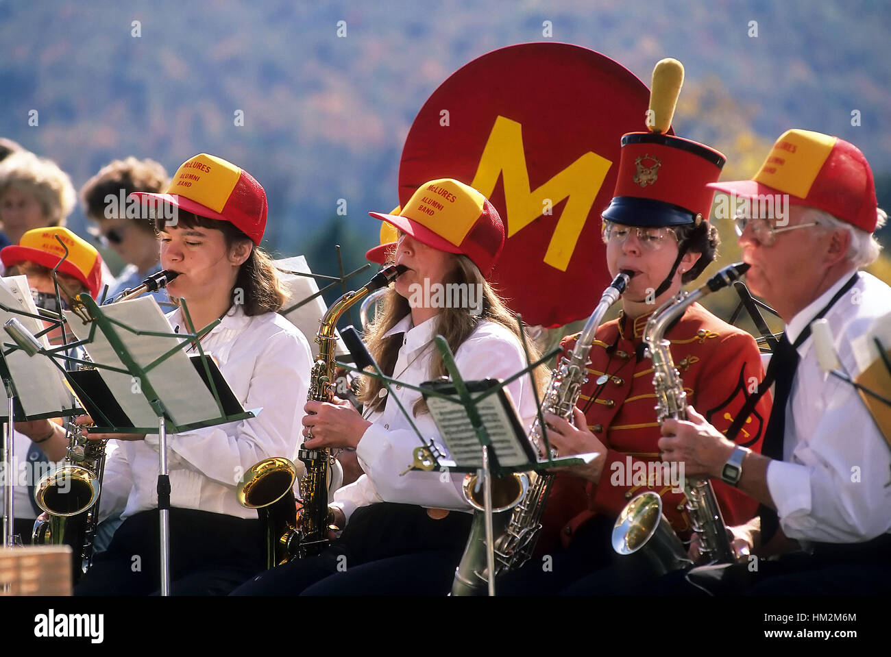Saxophone section of McLures Alumni Band performs at the public ...