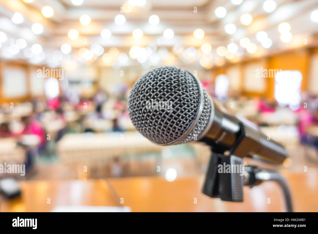 Black microphone in conference room Stock Photo - Alamy