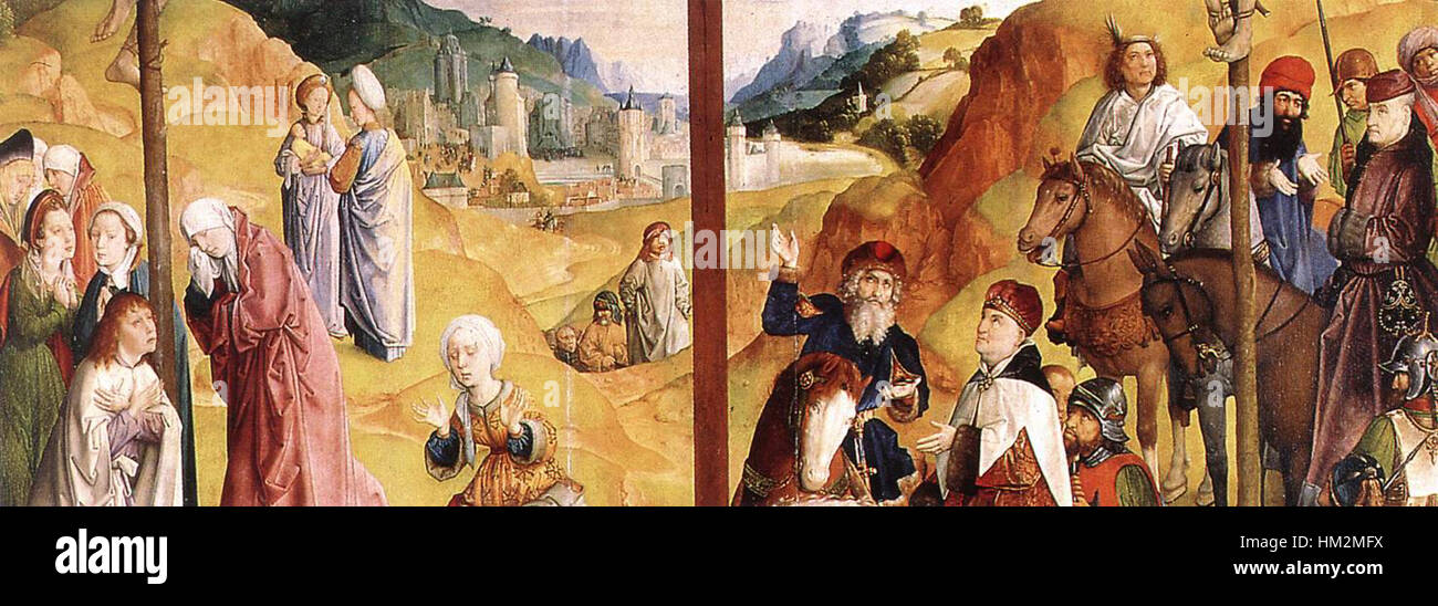 Justus van Gent - Calvary Triptych central detail 2 Stock Photo - Alamy