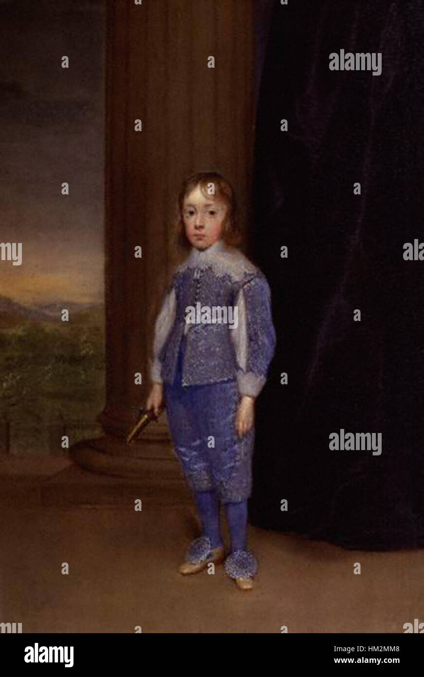 This portrait of King James II as a child depicts the future monarch in a formal pose, capturing ...