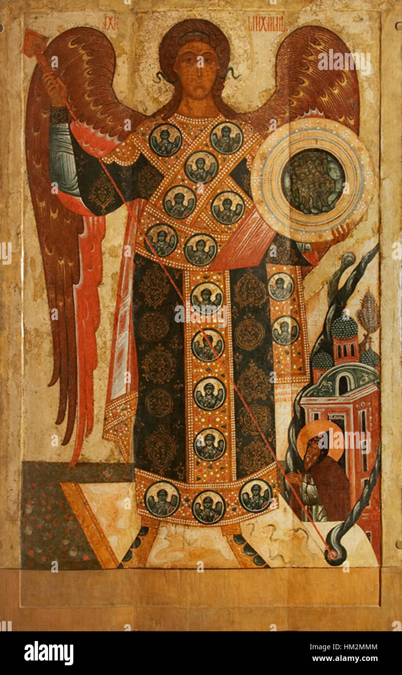 This icon depicts the Archangel Michael performing the miracle at ...