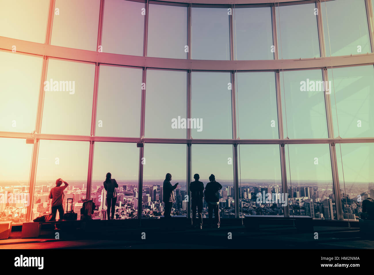 Silhouette people with Observation windows in Tokyo views of ...