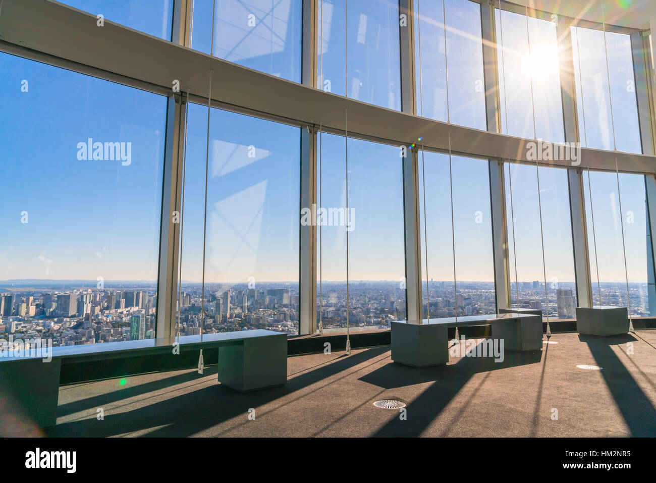 Observation windows in Tokyo with views of skyscrapers Japan Stock ...